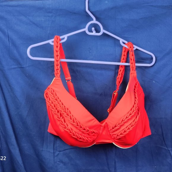 Swimsuits For All | Swim | Red Swim Top With Braiding Details Size 42dd ...